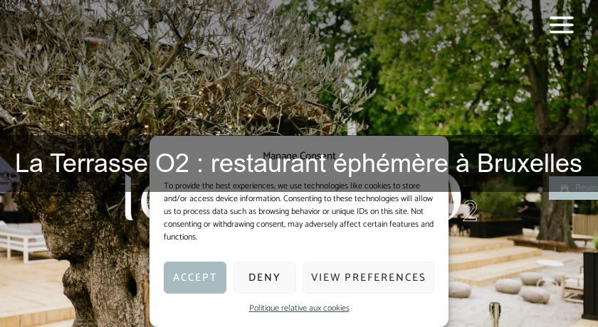 La Terrasse O2 : restaurant éphémère à Bruxelles Restaurants Bars