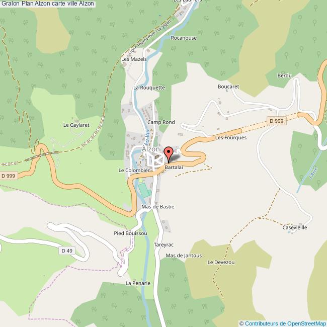 Plan Alzon carte ville Alzon