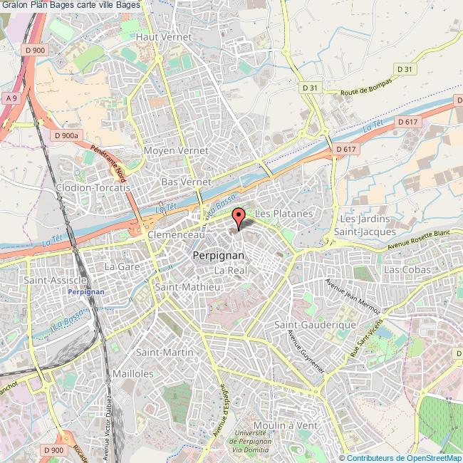 Plan Bages carte ville Bages