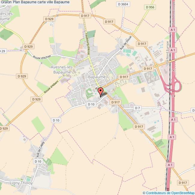 Plan Bapaume carte ville Bapaume