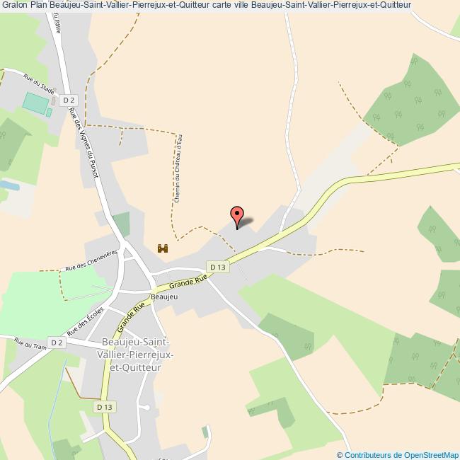 Plan Beaujeu-Saint-Vallier-Pierrejux-et-Quitteur carte ville Beaujeu ...