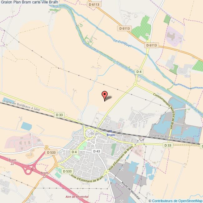 Plan Bram carte ville Bram