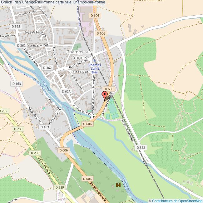 Plan Champs-sur-Yonne carte ville Champs-sur-Yonne