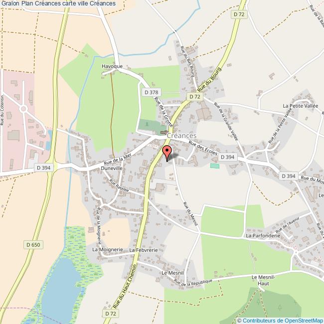 Plan Créances carte ville Créances