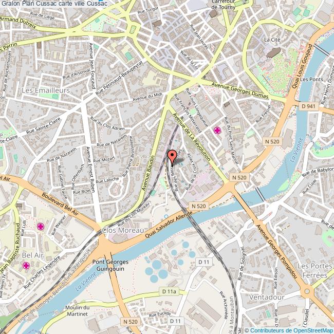 Plan Cussac carte ville Cussac