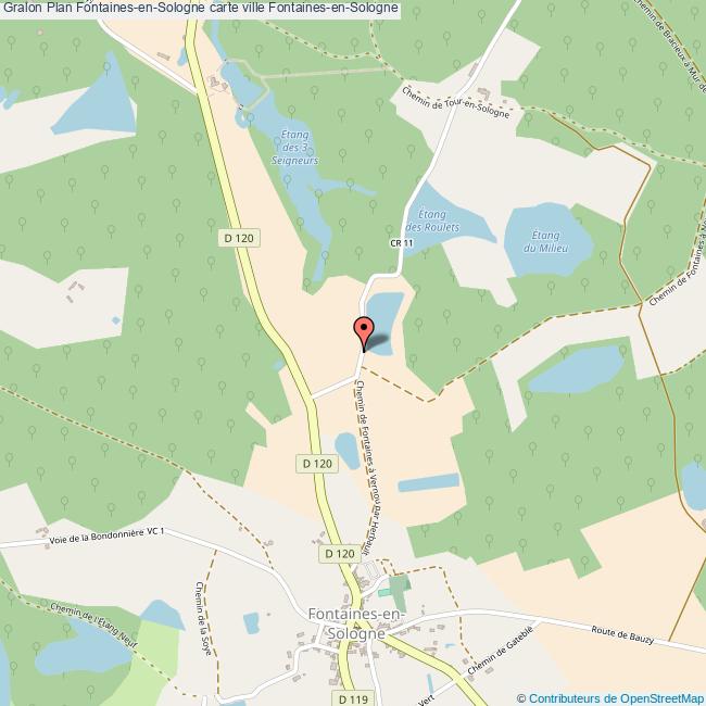 Plan Fontaines-en-Sologne carte ville Fontaines-en-Sologne