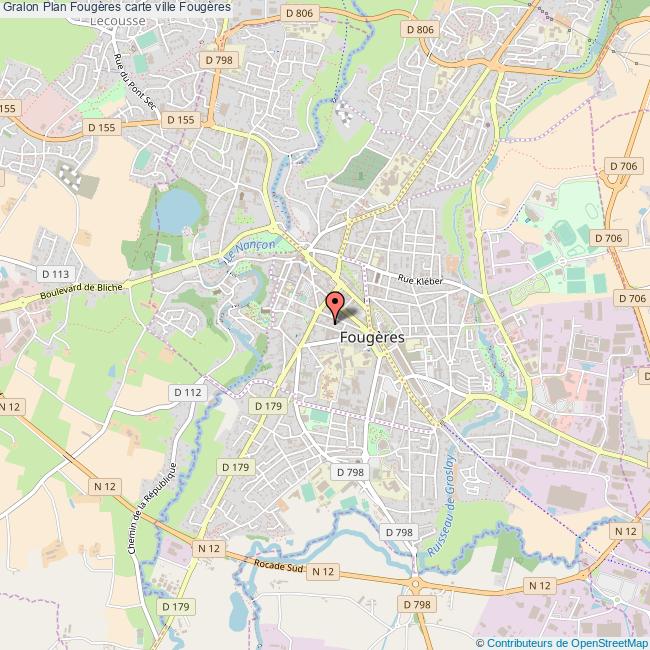 Plan Fougères carte ville Fougères