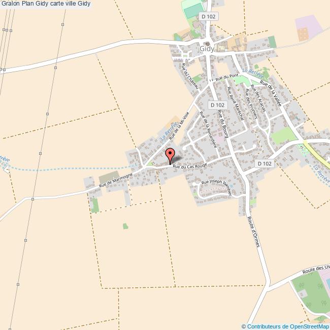 Plan Gidy carte ville Gidy