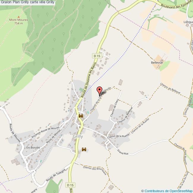 Plan Grilly carte ville Grilly