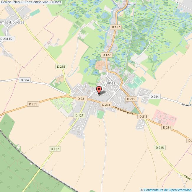 Plan Guînes carte ville Guînes