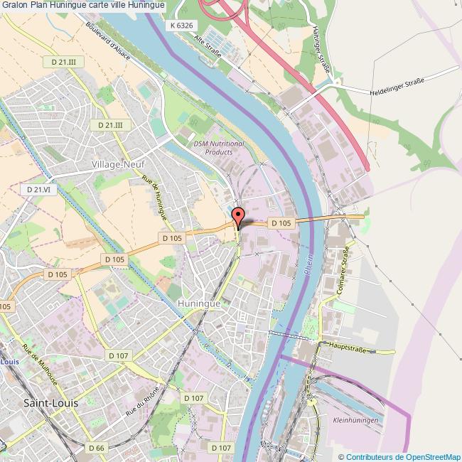 Plan Huningue carte ville Huningue