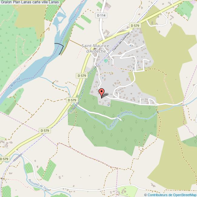 Plan Lanas carte ville Lanas