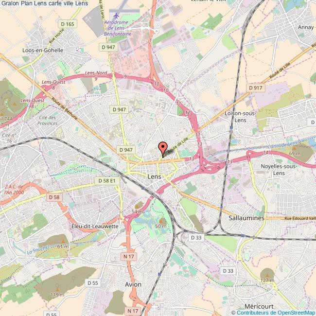 Plan Lens carte ville Lens
