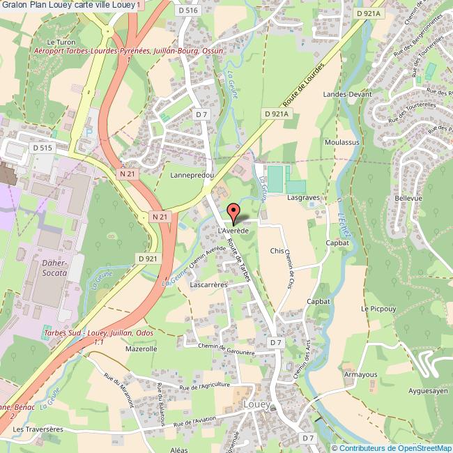 Plan Louey carte ville Louey