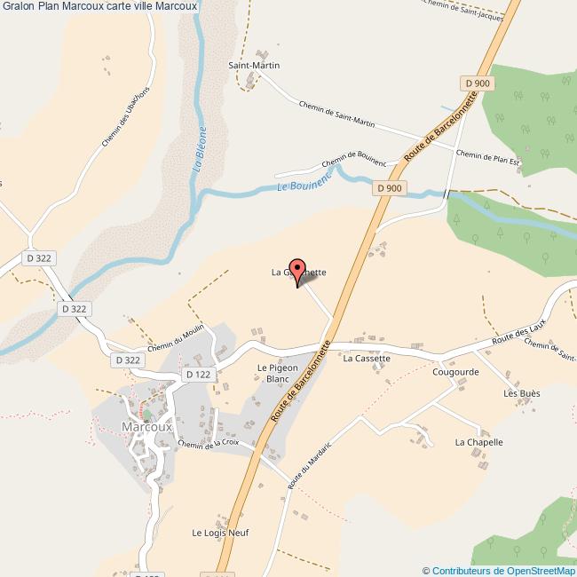 Plan Marcoux carte ville Marcoux