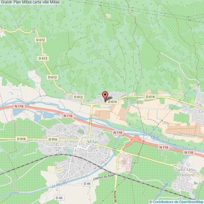 Plan Millas carte ville Millas