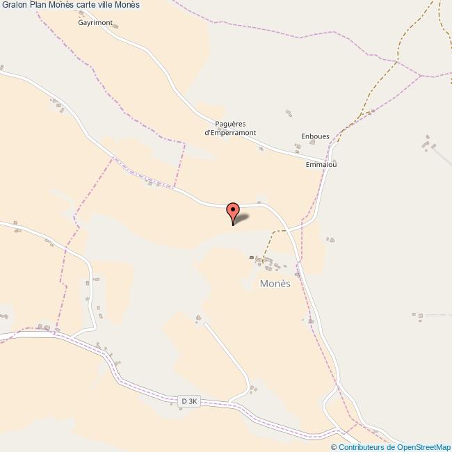 Plan Monès carte ville Monès