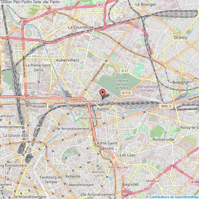 Plan Pantin carte ville Pantin