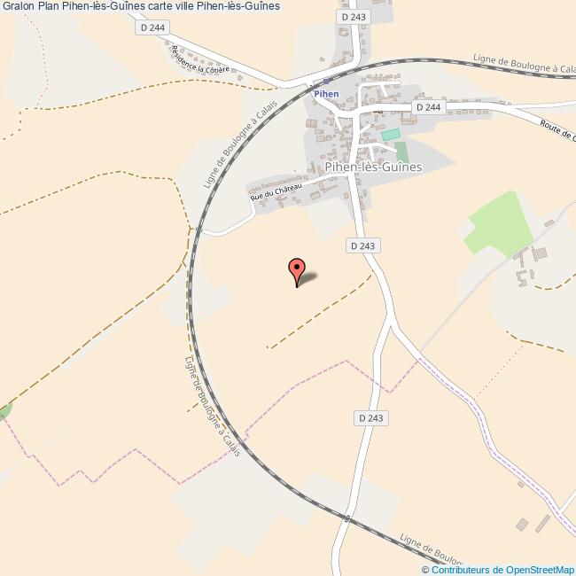 Plan Pihen-lès-Guînes carte ville Pihen-lès-Guînes
