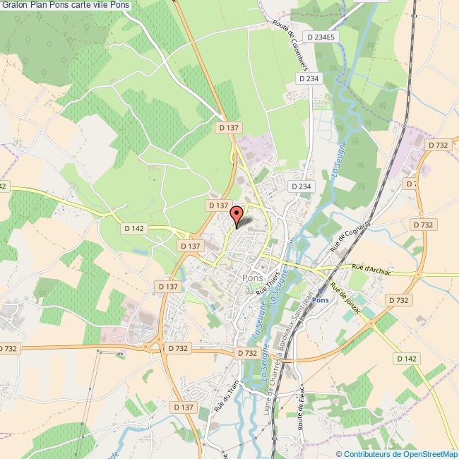 Plan Pons carte ville Pons