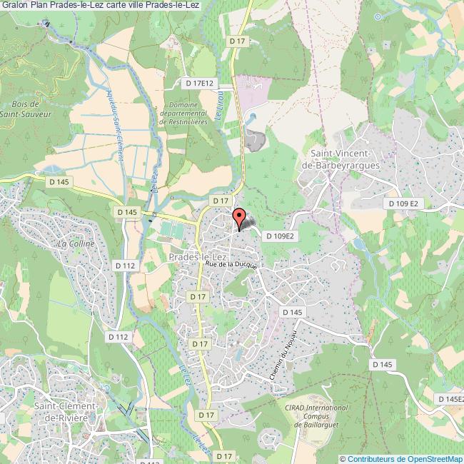 Plan Prades-le-Lez carte ville Prades-le-Lez