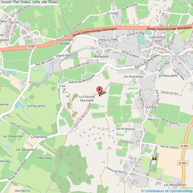 Plan Rosey carte ville Rosey