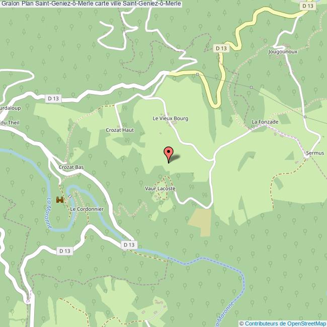 Plan Saint-Geniez-ô-Merle carte ville Saint-Geniez-ô-Merle