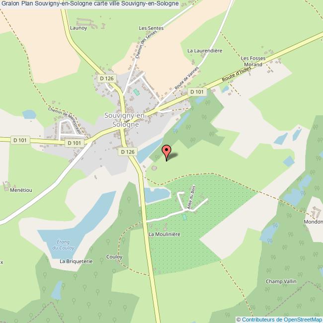 Plan Souvigny-en-Sologne carte ville Souvigny-en-Sologne