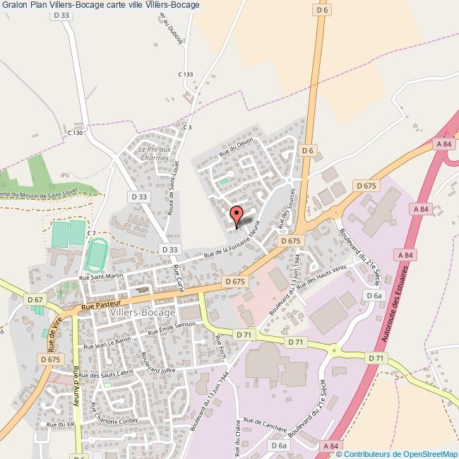 Plan Villers-Bocage carte ville Villers-Bocage