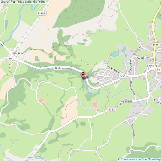 Plan Ydes carte ville Ydes
