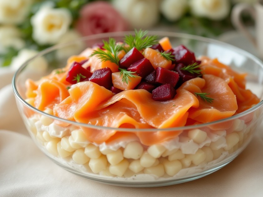 Recette Salade Russe au Saumon Fumé : Recette Facile et Savoureuse
